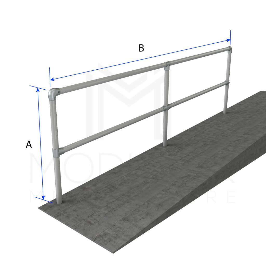 Straight run Guardrail on slope 0 to 11 degrees - Modular Metal Store